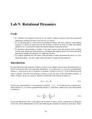 201 Lab 9 Rotational Dynamics Pdf Lab 9 Rotational Dynamics Goals To Calculate The Moment