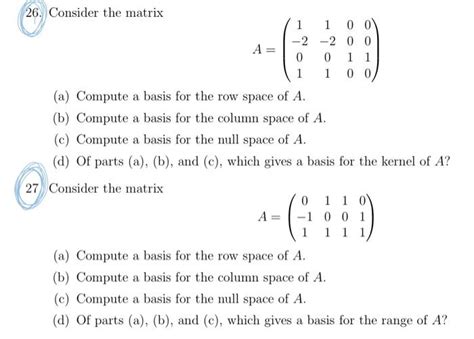 solved 26 consider the matrix a 1 1 0 0 2 2 0 0 0 0 1 1