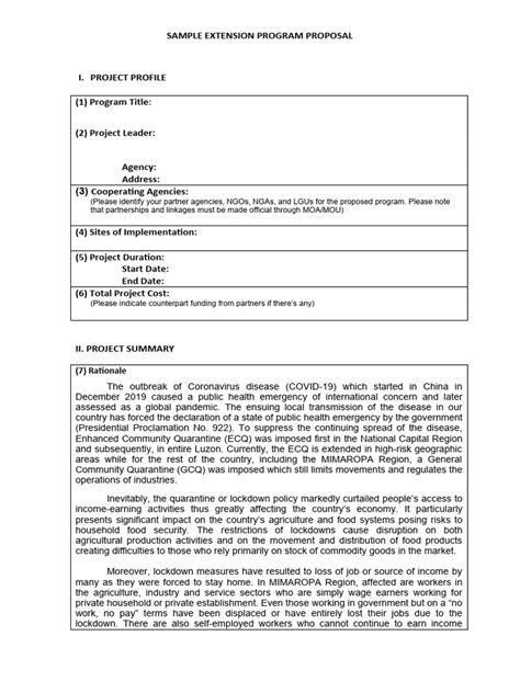 Sample Extension Program Proposal Pdf Vegetables Agriculture
