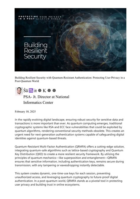 pdf building resilient security with quantum resistant authentication