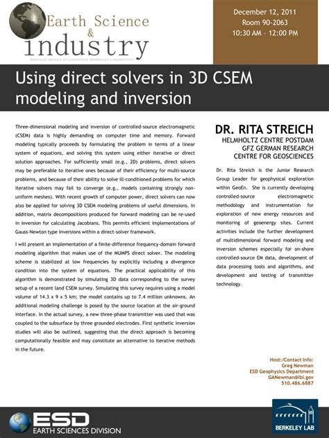 Ppt Using Direct Solvers In 3d Csem Modeling And Inversion Powerpoint