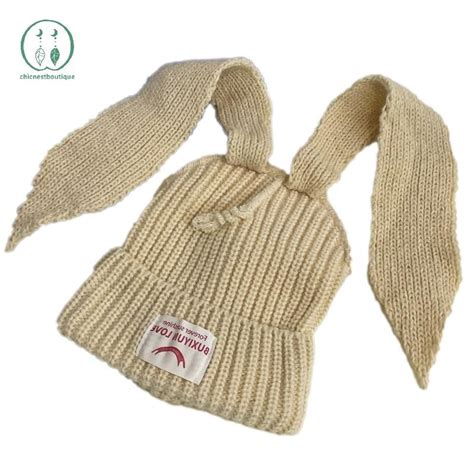 Chicnest หมวกถักนิตติ้งหูยาวสไตล์กระต่าย สำหรับฤดูหนาว อบอุ่น มีให้