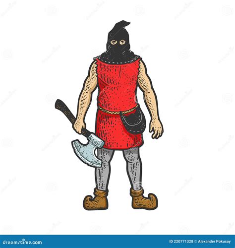 Medieval Executioner Sketch Vector Illustration Stock Vector