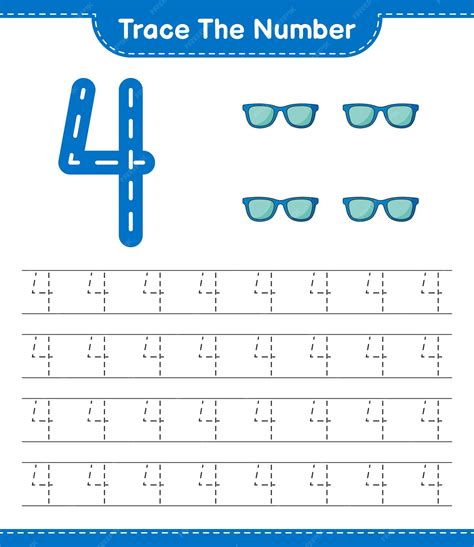 Premium Vector Trace The Number Tracing Number With Sunglasses