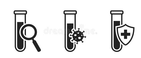 Microbiology Testing Icons Laboratory Test Tube Symbols Stock Vector Illustration Of