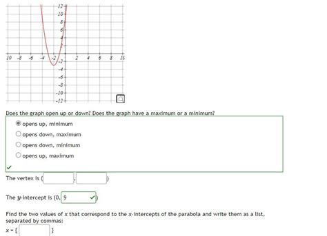 Solved Does The Graph Open Up Or Down Does The Graph H