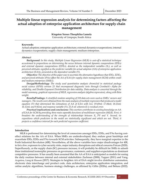 Pdf Multiple Linear Regression Analysis For Determining Factors Affecting The Actual Adoption