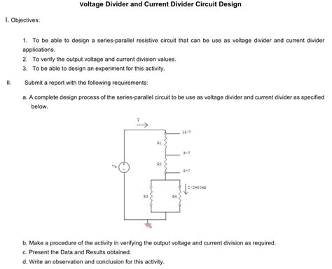 Solved Voltage Divider And Current Divider Circuit Design I Chegg Com
