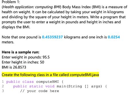 Solved Problem 1 Health Application Computing Bm Body
