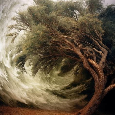 Premium Ai Image A Close Up Of A Tree With A Large Wave In The