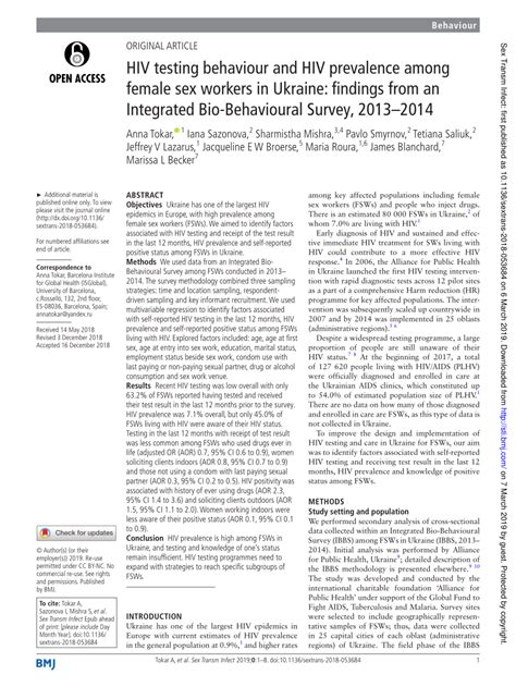 Pdf Hiv Testing Behaviour And Hiv Prevalence Among Female Sex Workers