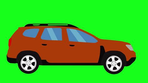 Running Car Animation Green Screen Chroma Stock Footage Video 100