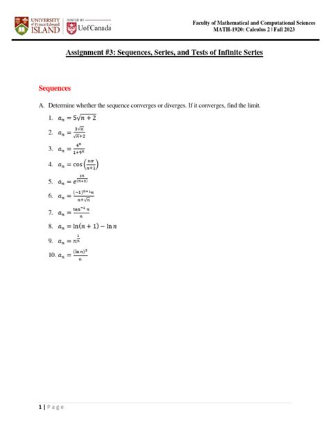 Assignment 3 Pdf Series Mathematics Sequence