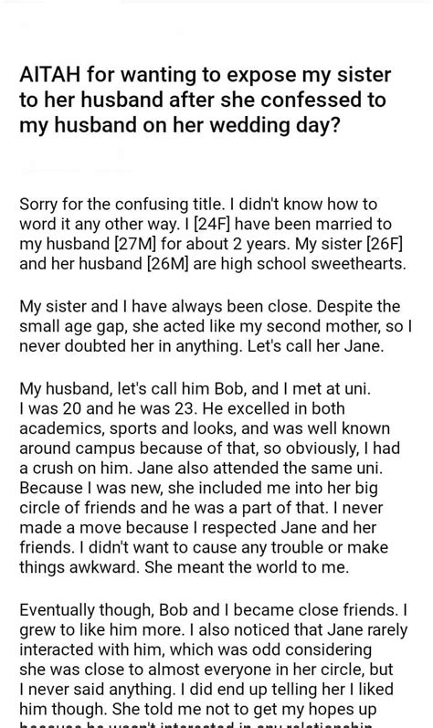 Aitah For Wanting To Expose My Sister To Her Husband