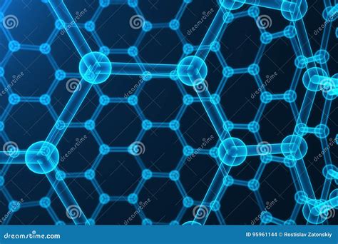 3d Rendering Abstract Nanotechnology Hexagonal Geometric Form Close Up Concept Graphene Atomic