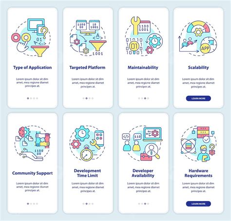 Mobile App Screen Set For Choosing Programming Languages During Onboarding Vector Idea Step