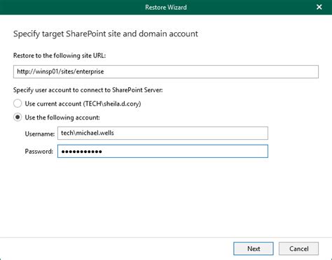 step 2 specify target site veeam backup for microsoft 365 explorers user guide