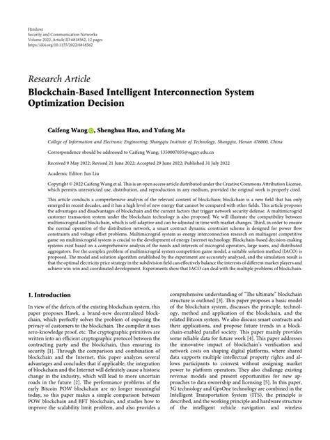 Pdf Blockchain Based Intelligent Interconnection System Optimization
