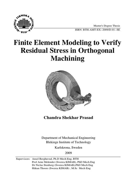 Finite Element Modeling To Verify Residual Stress In Orthogonal Machining Pdf Pdf
