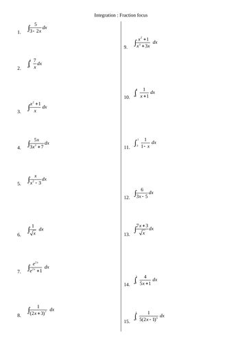 Integration Worksheets Teaching Resources