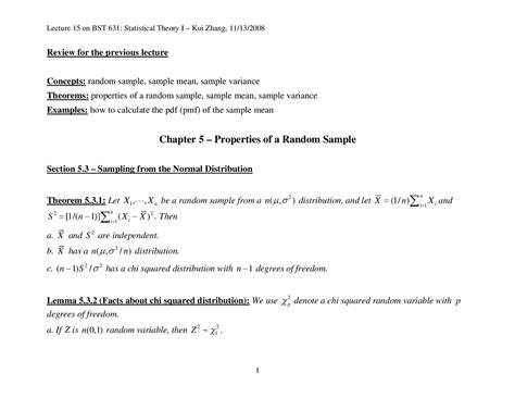 Statistical Theory I Final Review Sheet Bst 631 Docsity