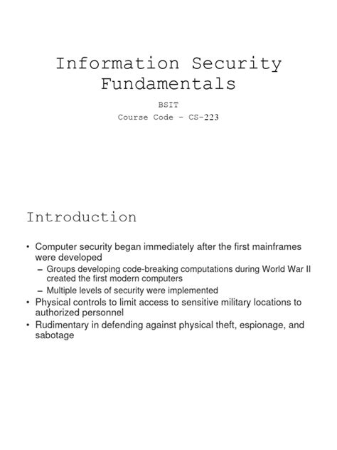 Information Security Fundamentals Leture 01 Part 2 Pdf Information Information Security Fundamentals Leture 01 Part 2 Pdf Information