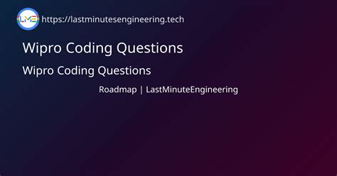 Wipro Coding Questions Roadmap Lastminuteengineering