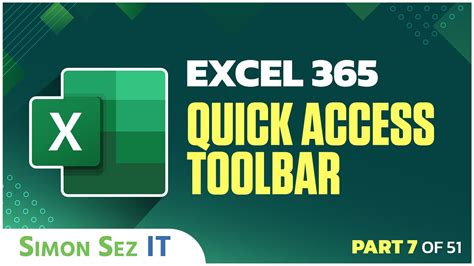 Excel 365 For Beginners Customize The Quick Access Toolbar 7 Of 51 Youtube