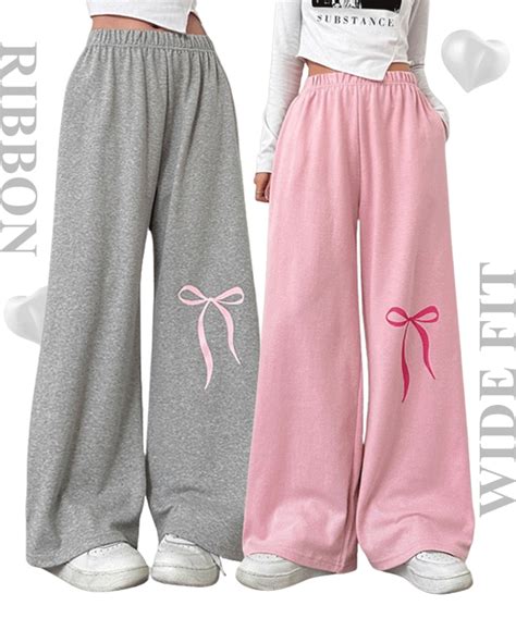 11할인 탄탄밴딩키치한 리본 와이드핏 트레이닝팬츠 에이블리