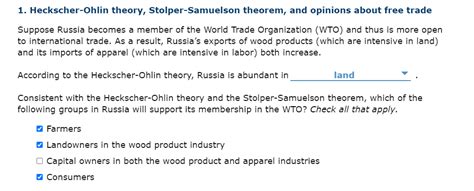 Solved Heckscher Ohlin Theory Stolper Samuelson Theorem