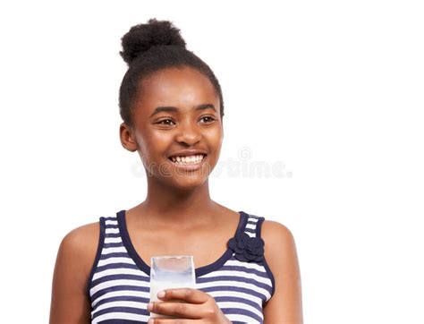 Milk Is Good For The Body A Young African American Girl Drinking A