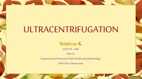 Ultracentrifugation Ppt