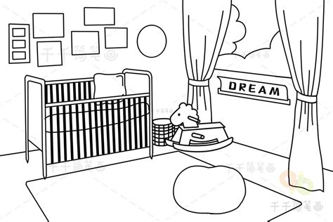 儿童房的简笔画 简易 大山谷图库