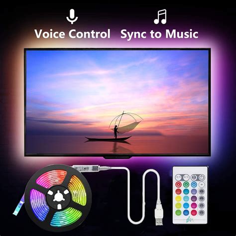 Led Strip Lights Music Sync 2m USB LED TV Backlight Kit With Remote For 40 60in TV 16 Color