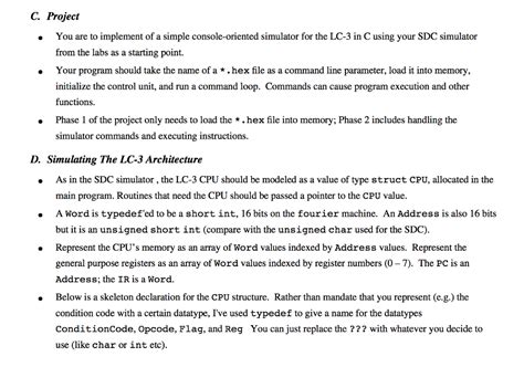 C Project You Are To Implement Of A Simple