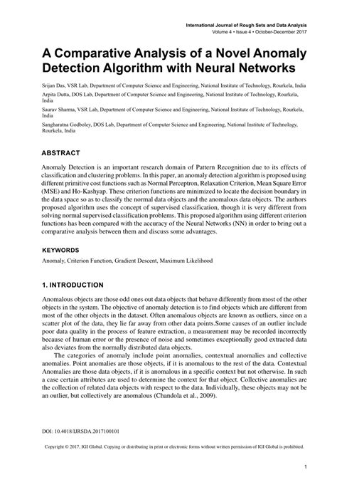 Pdf A Comparative Analysis Of A Novel Anomaly Detection Algorithm