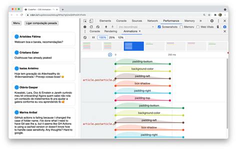 ferramenta de animations do chrome devtools