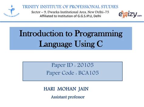 Introduction To Programming Language Using C Ppt