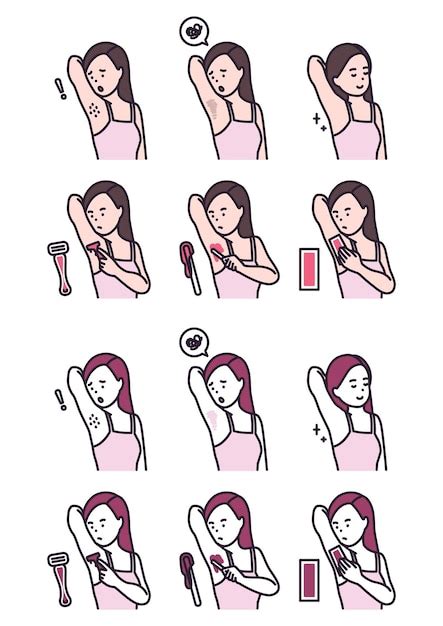 Una Mujer Se Afeita El Pelo De Las Axilas Vector Premium