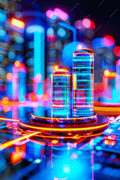 Futuristic Cityscape With Glowing Glass Towers And Data Visualization Premium Ai Generated Image