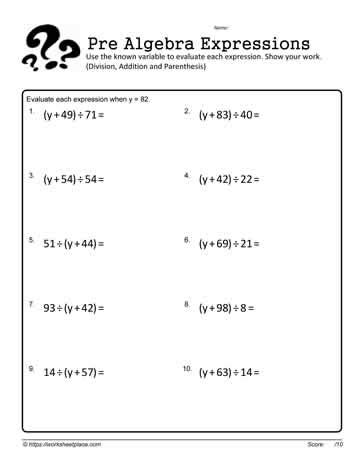 Simplify Expressions Worksheets