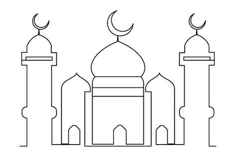 Premium Vector Continuous One Line Ramadan Symbol Mosque Line Concept Outline Vector Art