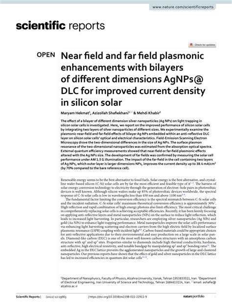 Pdf Near Field And Far Field Plasmonic Enhancements With Bilayers Of Different Dimensions
