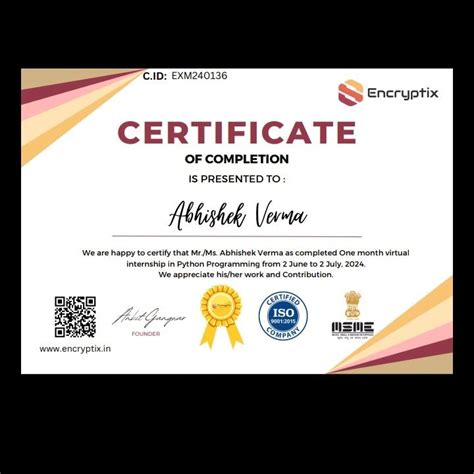 Abhishek Verma On Linkedin Encryptix Internship