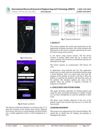 Pothole Detection Using IoT Android And IOS PDF Science
