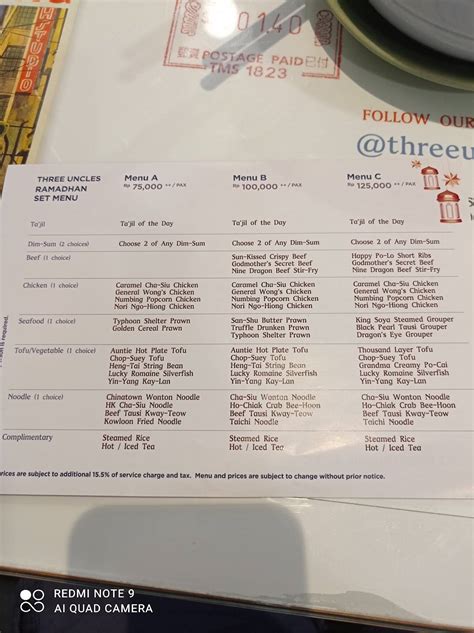 Menu At Three Uncles Restaurant West Jakarta