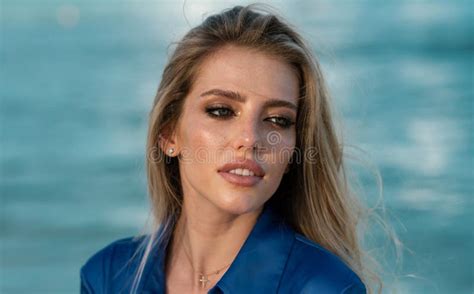 Close Up Of Pretty Girl Portrait Of Model Posing Outdoor Sensual Lady Posing On The Summer