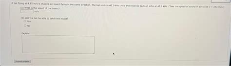 Solved A ﻿what Is The Speed Of The Insectmsb ﻿will The