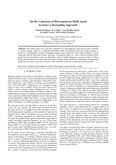 Pdf Consensus Control Of Multi Agent Systems With Input Delays A