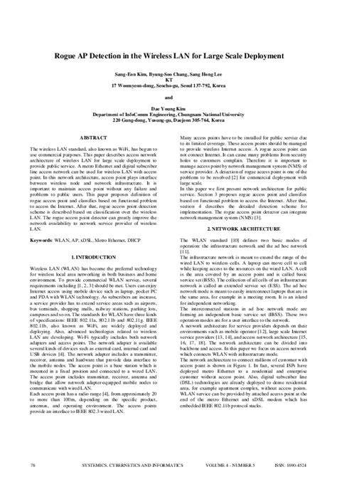 Pdf Rogue Ap Detection In The Wireless Lan For Large Scale Deployment